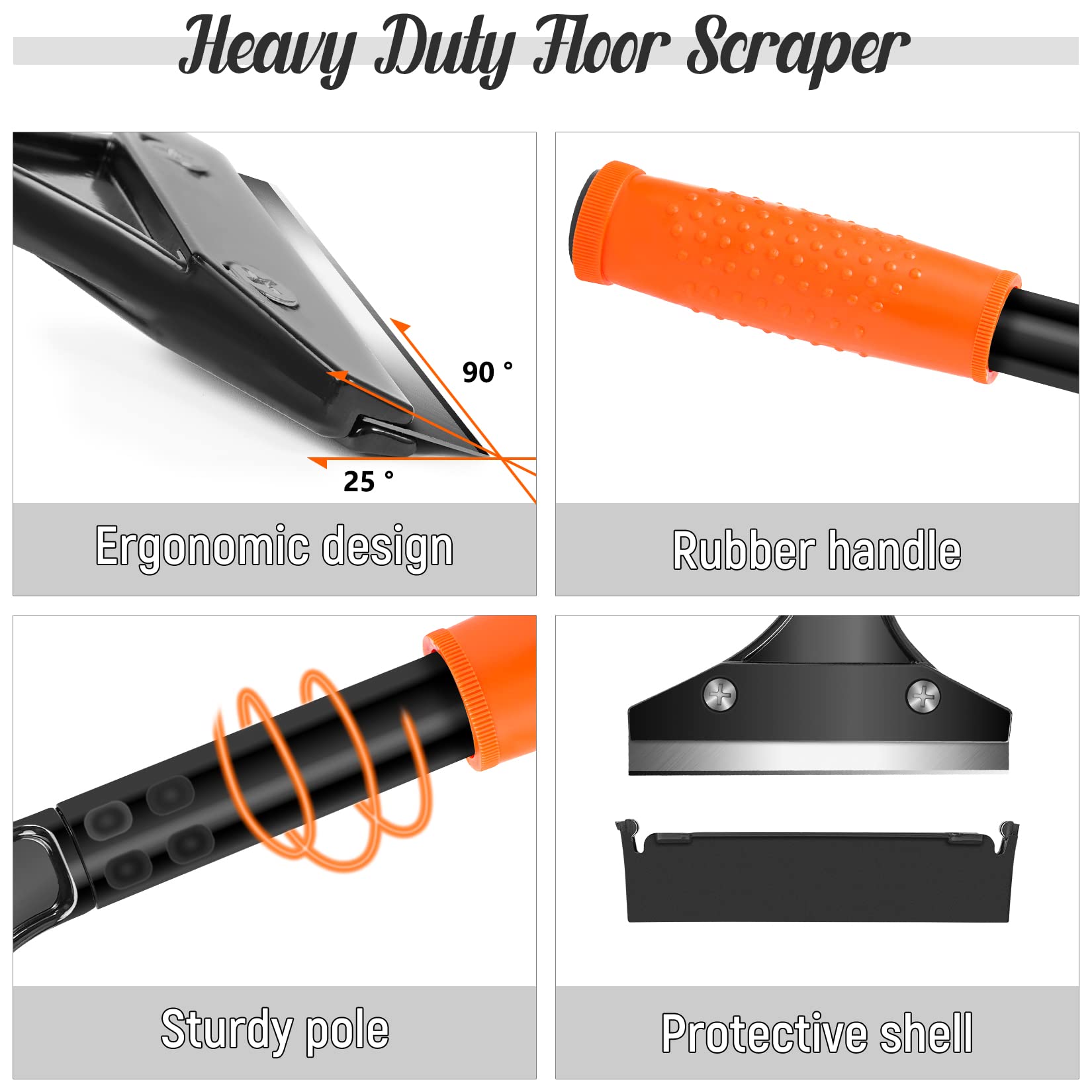 DIYSELF Razor Blade Scraper, Floor Scraper, Scraper Tool for Cleaning, Glass Scraper for Windows, Tile, Stove Top, Cooktop, Oven, Aquarium, Paint, Decal, Inspection Sticker, Gum, Glue Remover
