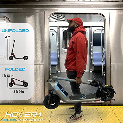 Hover-1 Helios Folding Electric Scooter, 18 MPH Top Speed, 24 Mile Range, 500 Watts Max Power, 10β Pneumatic Tires, Rear Disc Brakes, Removable Battery, and Dual Front Suspension