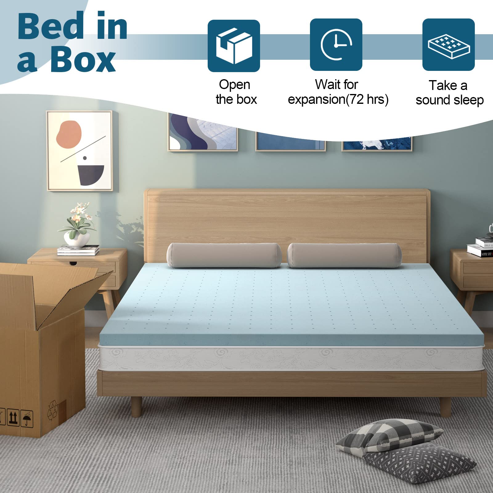 Giantex 4 Inch Mattress Topper, Gel Infused Memory Foam Bed Topper, Cooling Ventilated Mattress Bed Pad Soft & Supportive, Pressure Relieving, CertiPUR-US Certified (King)