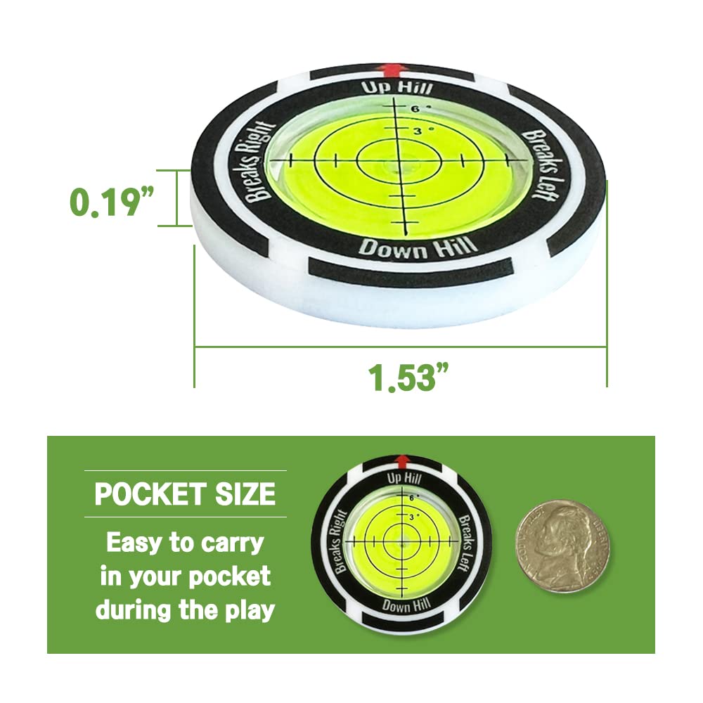 BUDDYBIRDIE Birdie Putt Green Reader | Poker Chip Style Ball Marker Compact & Stylish Golf Putting & Green Reading Aid Bubble Level High Precision Alignment Reader Tool Golf