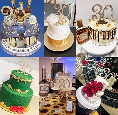 Honbay 30 Cake Topper Sparkly Crystal Rhinestones Cake Topper Cake Decoration for 30th Birthday Party or or 30th Wedding Anniversary (Gold)