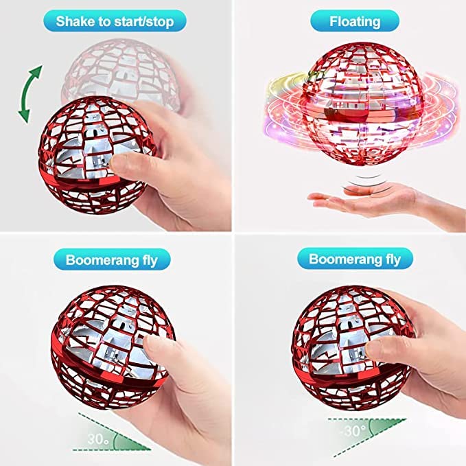CASEIER Flying Orb Ball Toys - 2023 Upgraded Hover Ball orb with boomerange Effect, Floating Ball for Kids and Adults - Red