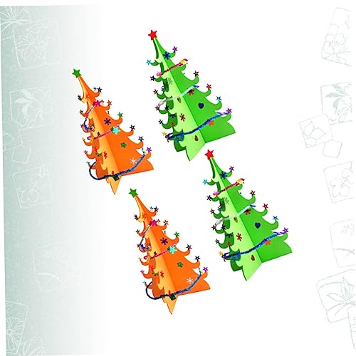Garneck 4pcs Mini Christmas Pine Tree Mini Desk Felt Christmas Craft Xmas Craft Supplies DIY Christmas Ornament DIY Material Set Christmas Tree Self Made Decorate Desk Christmas Tree