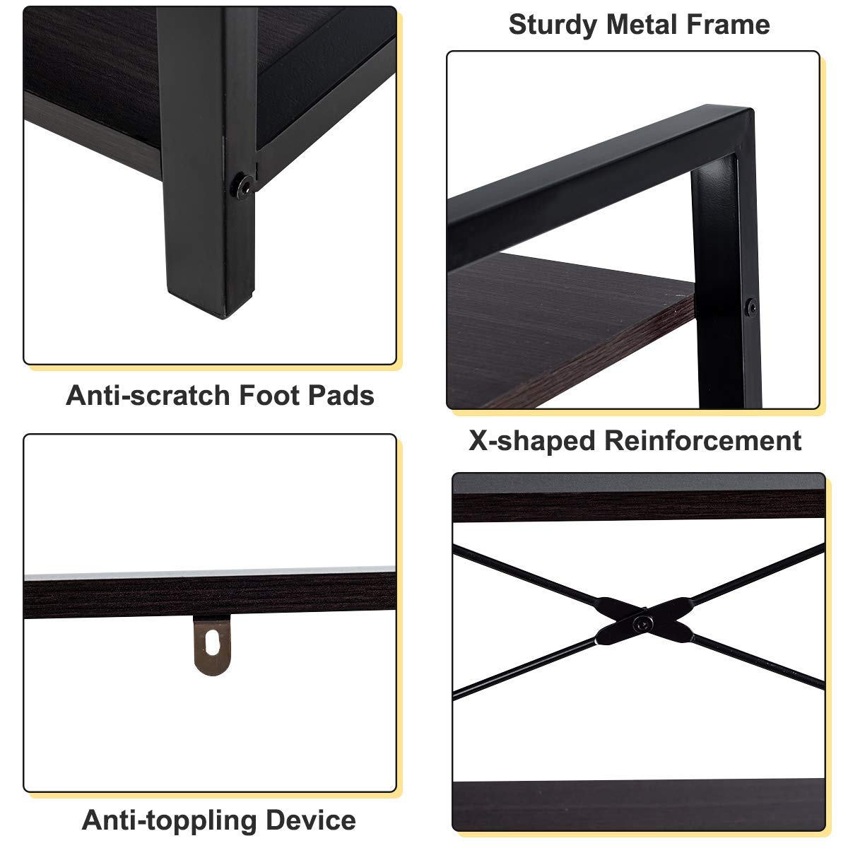 Giantex 4-Tier Industrial Bookshelf, Vintage Bookcase with Metal Frame, Standing Shelf Unit, Storage Shelves, Book Shelf for Living Room, Bedroom, Office, Black