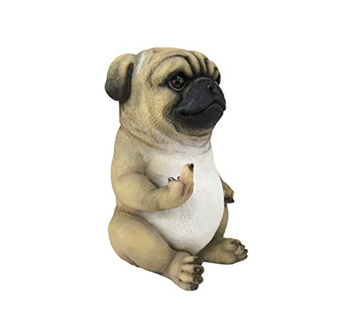 Pug Life Cheeky Middle Finger-Flipping Pug Dog Hand Painted ResinStatue - Adorable 6.75-Inch Decorative Figurine for Your Home, Office, and Garden Display