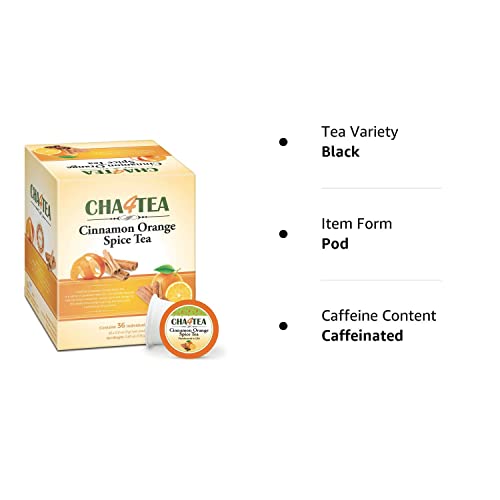 Cha4Tea 36-Count Cinnamon Orange Spice Herbal Black Tea Pods for Keurig K-Cup Brewers