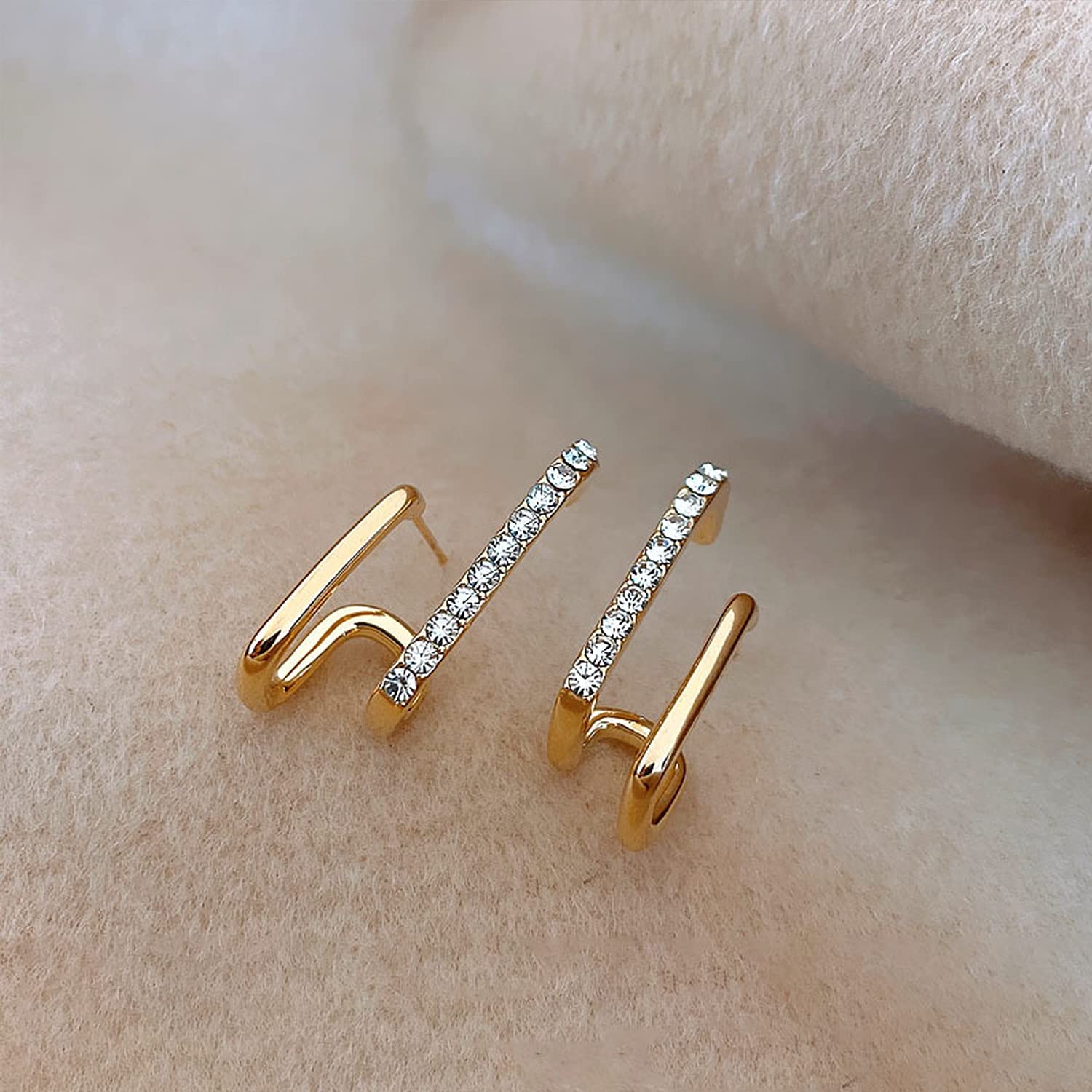 Claw Earrings Cuff for Women Zircon Stud Ear Cuffs Hoop Earrings for Girls That Look Like Multiple Piercings Multi Hoop Tiny Ear Wrap Cuff Piercing Studs Earrings for Women (Gold & Silver)