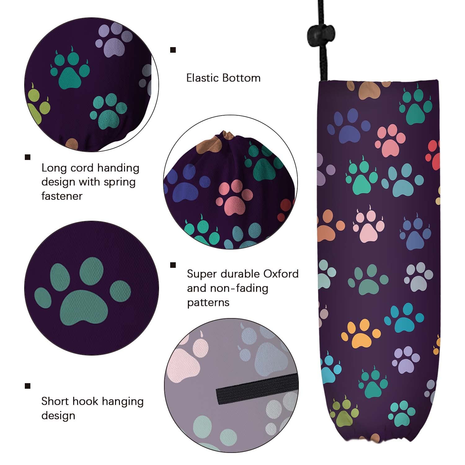 Cute Plastic Bag Holder,Paw Print,Grocery Bags Dispenser,Shopping Bag Organizer,Gifts for Kitchen Decor