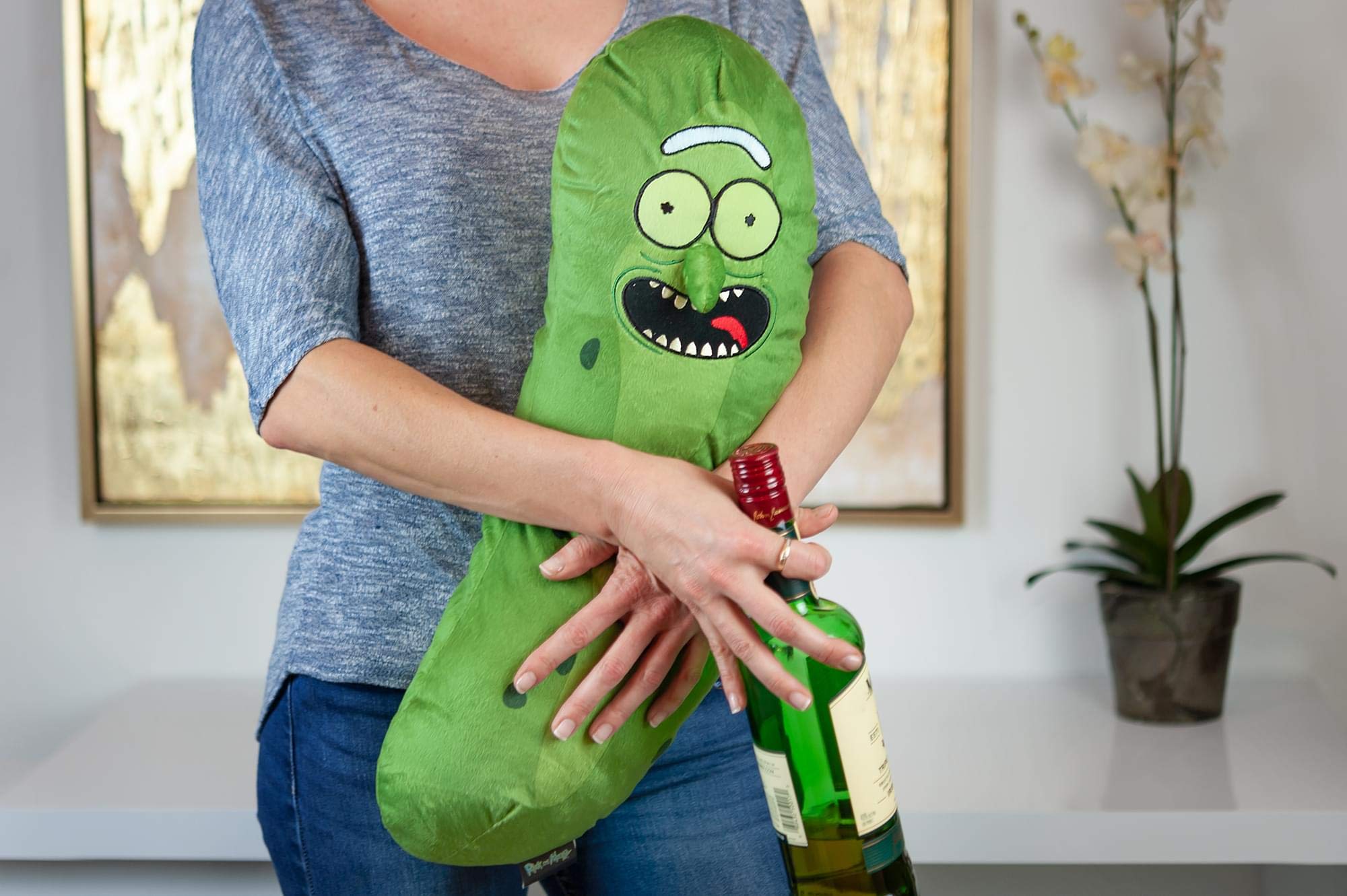 Pickle Rick Plush Toy Pillow - 20" Stuffed Scientist Collectible - Rick and Morty Fan Gift