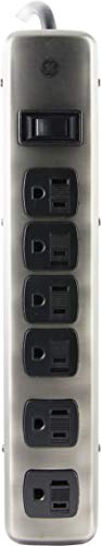 GE UltraPro 6-Outlet Surge Protector, Brushed Nickel, 34767