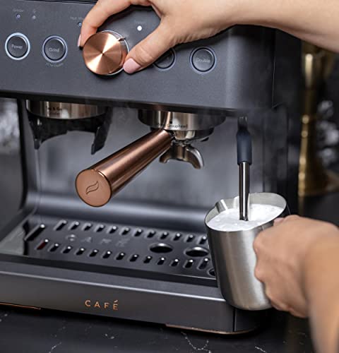 Café Bellissimo Semi Automatic Espresso Machine + Milk Frother | WiFi Connected| Built-In Bean Grinder, 15-Bar Pump & 95-Ounce Water Reservoir | Matte Black, C7CESAS3RD3