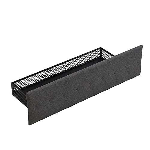 Merax Metal Upholstered Bed Frame wit Storage Drawer/Mattress Foundation/Wood Slat Support/No Box Spring Needed Gray, Full