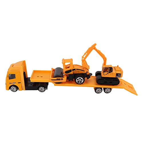 JIJO 4PCS Mini Alloy Construction Trucks Set 1:64 Carrier Truck Engineering Trailer Car Toys for Age 3+ Mini Alloy Construction