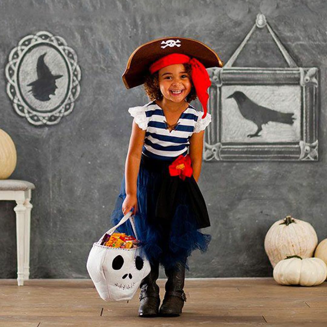 M&G House Halloween Adult and Kid's Party Pirate Hats Caribbean Pirate Hat Cap - 2 Pieces Black