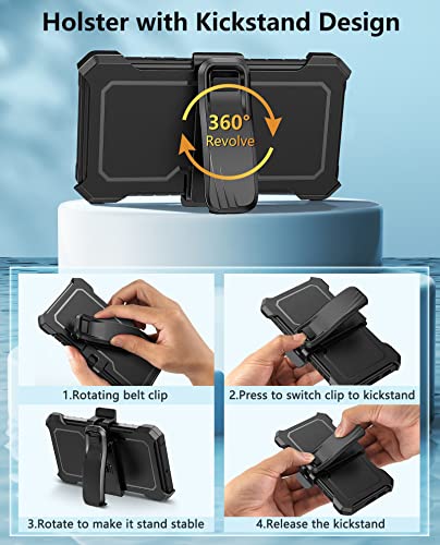 FNTCASE for Samsung Galaxy S22 Protective Case: Military Grade Protection Rugged Anti-Drop Case with Belt-Clip Holster & Kickstand - Full Shockproof Sturdy Durable Bumper Textured Cell Phone Cover