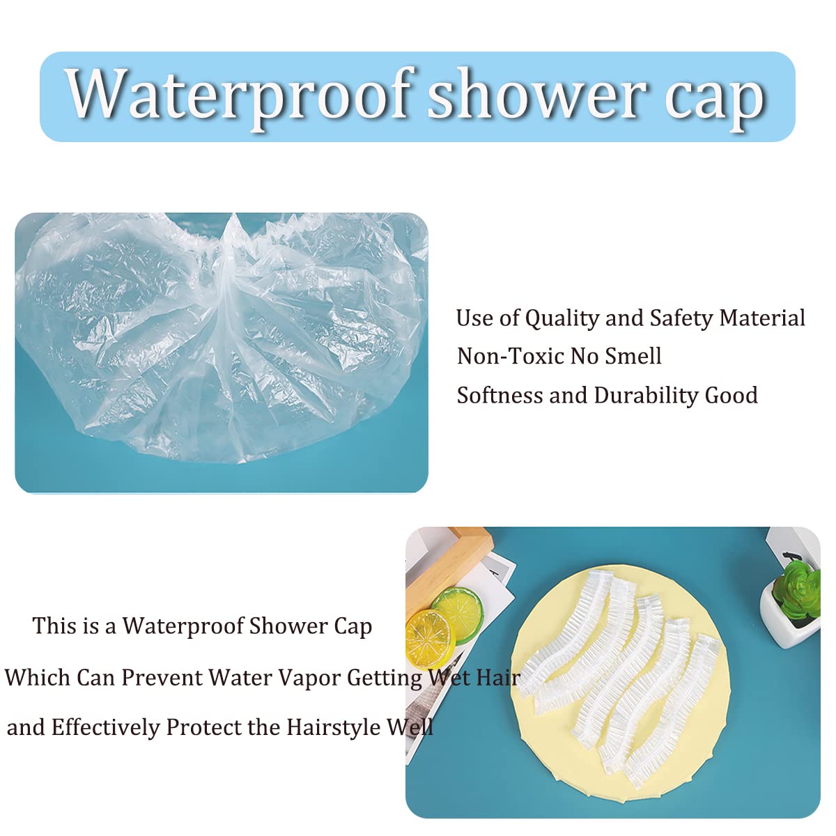 Disposable Shower Caps, 15pcs Plastic Thickening Clear Waterproof Bath Hair Cap For Spa, Home, Hotel and Hair Salon