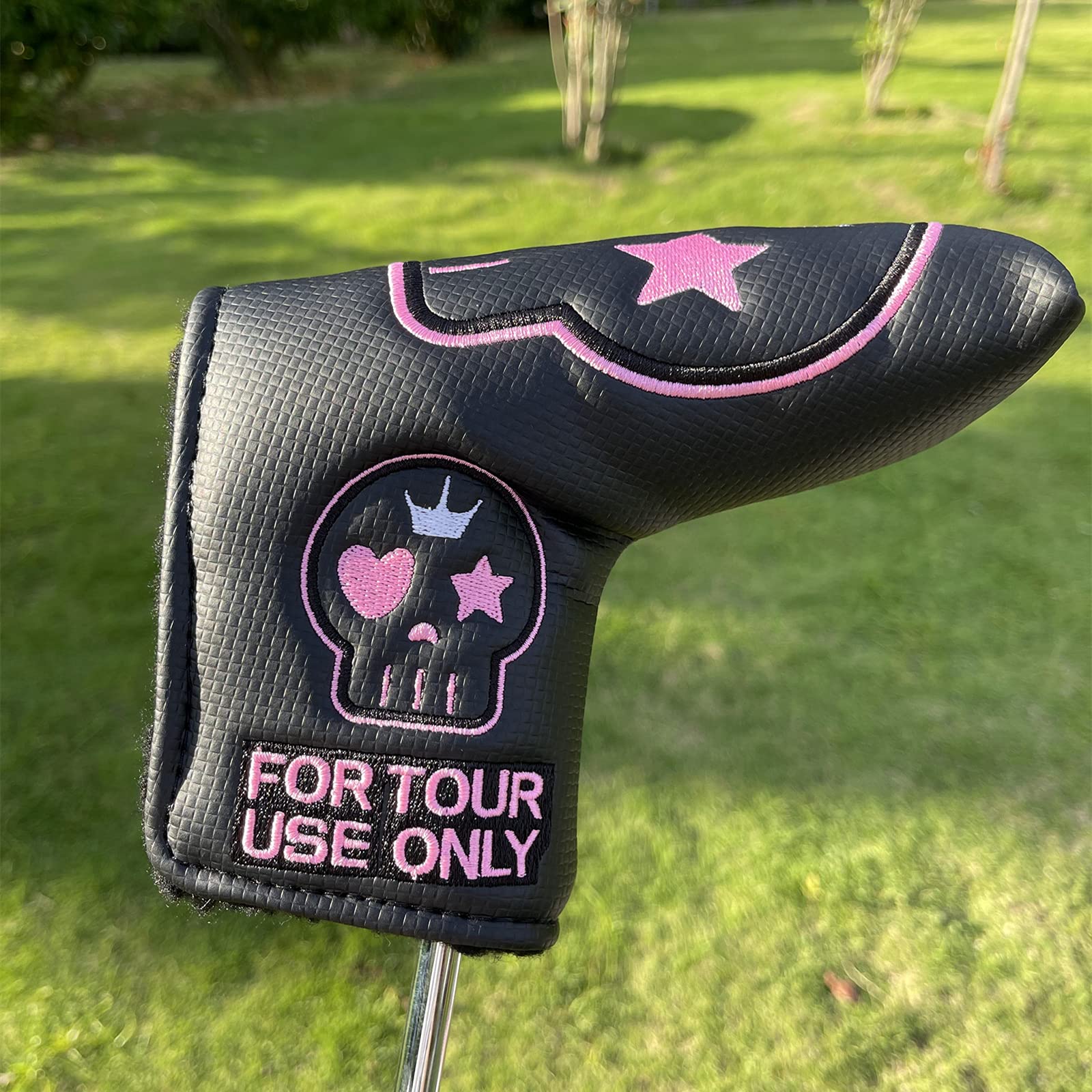 CALONG Golf Putter Blade Head Cover Black/Pink Skull Golf Clubs Cover for Scotty Cameron Ping Odyssey Taylormade