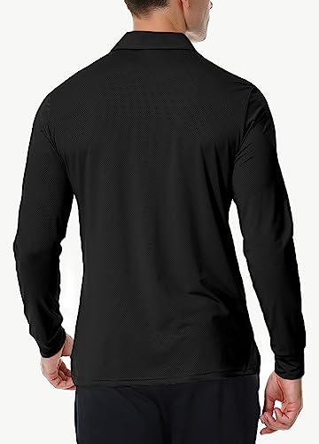 JIM LEAGUE Men's Long Sleeve Golf Polo Shirts Athletic Casual Travel Performance Collar Shirts Lightweight Quick Dry UPF50