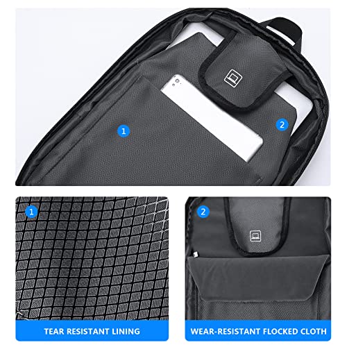 FENRUIEN Anti Theft Laptop Backpack for Men, Expandable Water Resistant Hardshell Backpack with USB Port, Black Business Travel Computer Bag 15.6 Inch
