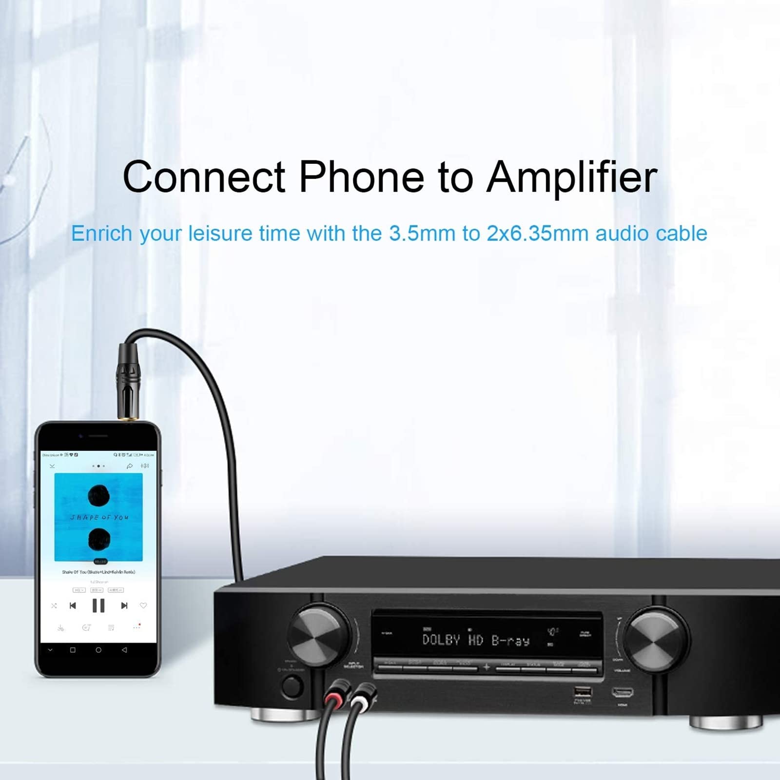 CableCreation 3 FT 3.5mm 1/8" TRS to 2 x 6.35mm 1/4" TS Mono Y Cable Splitter Cable Compatible with iPhone, iPod,Laptop,CD Players,Power Amplifier,Mixer, Home Stereo Systems,1 Meter/Black