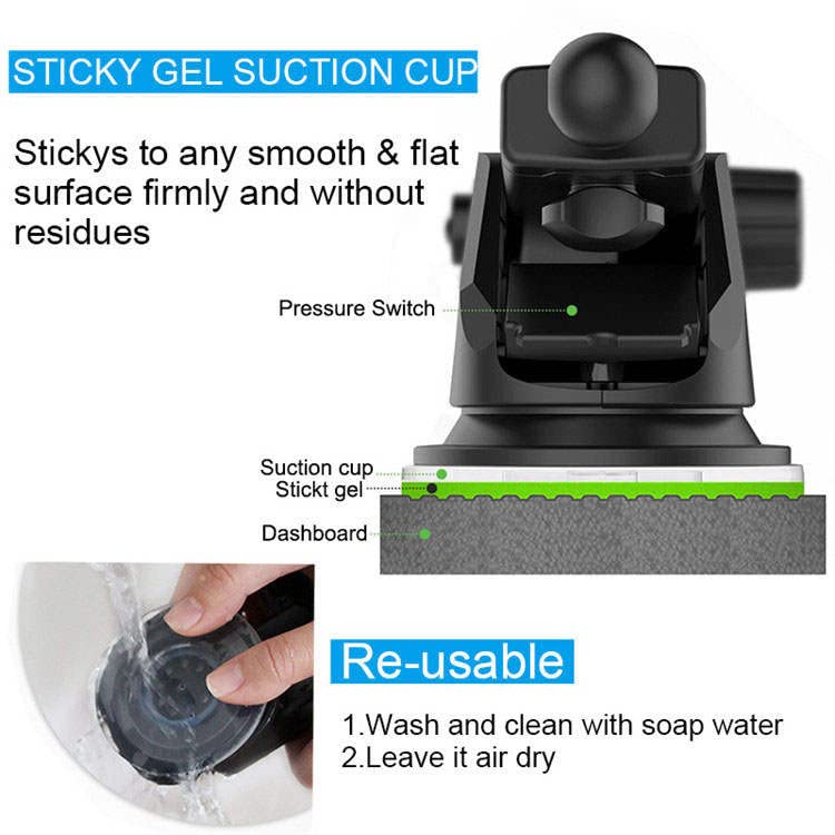 Car Phone Holder for Dashboard and Windshield.Suitable for Bumpy Roads.Adjustable Cell Phone Holder, Easy to Hug, Hands Free, Universal, Compatible with All Smartphones from 4 to 7 inches