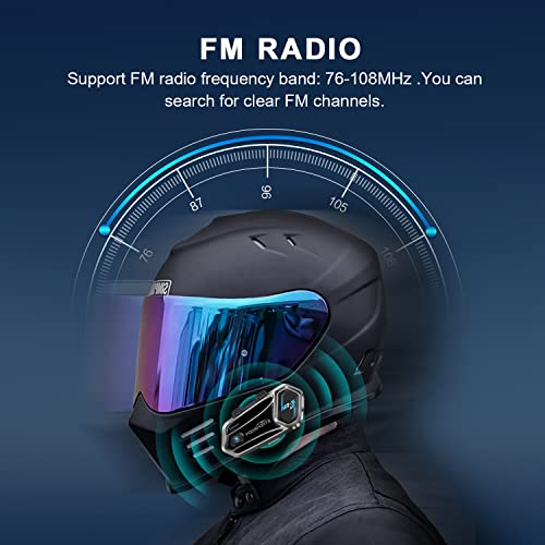FODSPORTS 2 Way Motorcycle Bluetooth Communication System Share Music 3 Music Effect M1S-AIR Universal Helmet Intercom Headset CVC Noise Cancellation USB-C 5.0 Motorbike Interphone (2 Pack)