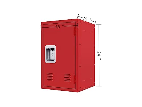 Campfun Metal Locker Storage Cabinet, 24" H Single Locker Cabinet, Small Storage Cabinet Easy Assembly, Lockable Storage Cabinet Organizer, Lockers for Kids Bedroom/Home/School/Office, Red