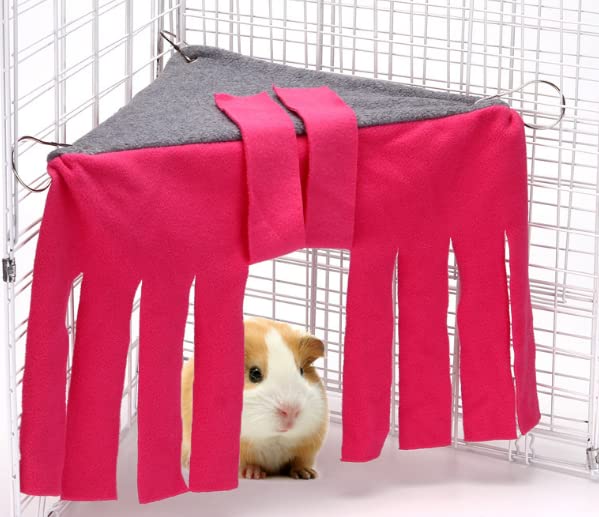 Hamster Hammock 2 Pieces Dutch Pig Rabbit Hedgehog Fringe Corner House shelter Tent nest Small pet shelter (Green)