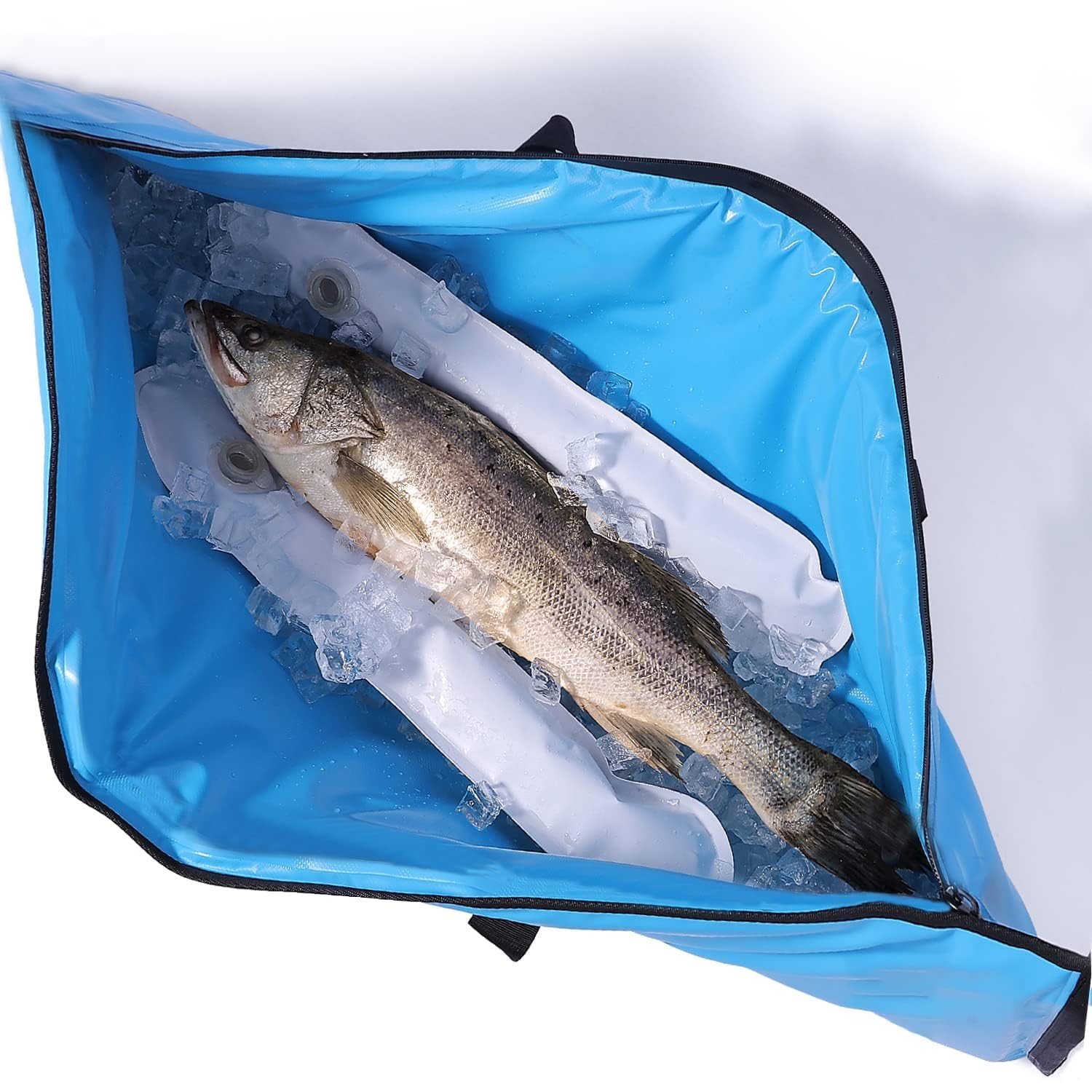 Buffalo Gear Insulated Fish Cooler Bag 48x18 In,Large Fish Kill Bag,Portable Waterproof Leakproof Fish Bag Keep Ice-Cold More Than 24 Hours (Blue)