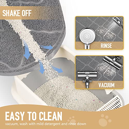 Heeyoo Cat Litter Mat, Large Kitty Litter Box Mat 47 x 35 Inches, Litter Trapping Mat with Waterproof and Non-Slip Backing, Keep Floors Clean, Soft on Kitty Paws