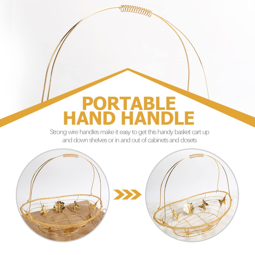 DEPILA Basket Kitchen Metal Farmhouse Table Snack Living Food Holder Tabletop with Wire Vegetable Room Handle Bowl Dried Display Countertop for Bread Multi-Functional Snacks Picnic Egg Baskets