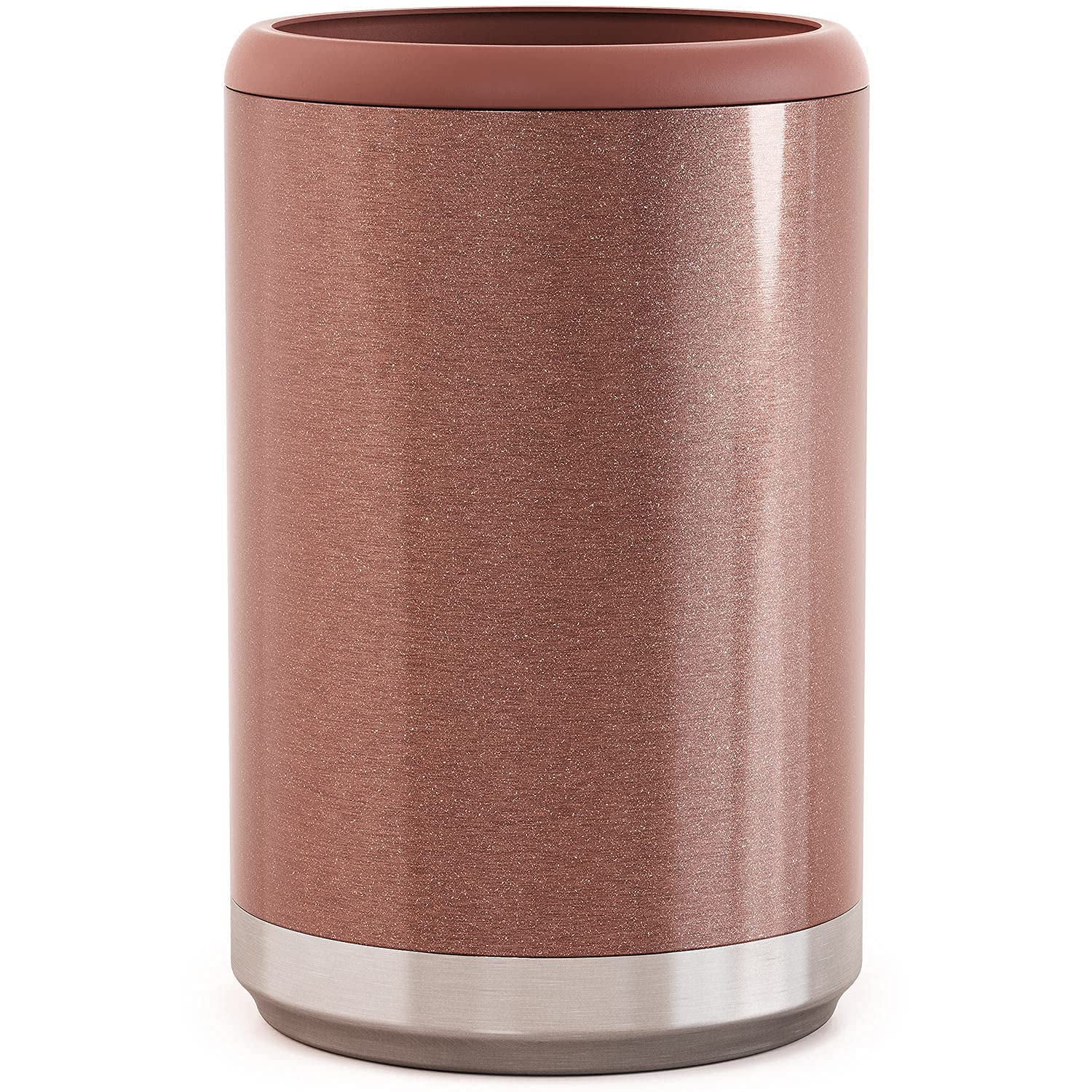 Maars Standard Can Cooler for Beer & Soda | Stainless Steel 12oz Beverage Sleeve, Double Wall Vacuum Insulated Drink Holder - Rose Gold Glitter