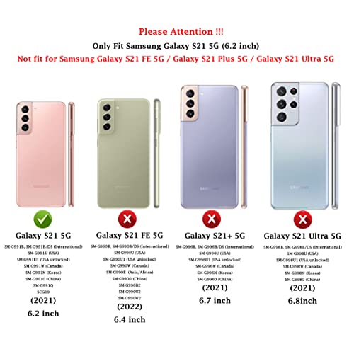 for Samsung Galaxy S21 Case with Camera Lens Cover HD Screen Protector, Dual Layer Military-Grade Drop Tested Magnetic Ring Holder Kickstand Protective Phone Case for Samsung Galaxy S21 5G (Black)