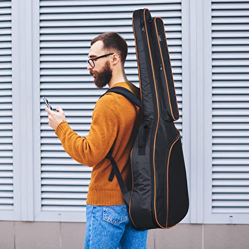 CAHAYA 44 Inch Guitar Bag for Dreadnought and Jumbo Orange Line Gig Bag 0.47in Thick Padding Water Resistent Adjustable Shoulder Strap Guitar Case with Back Hanger Loop and Music Stand Pocket CY0285
