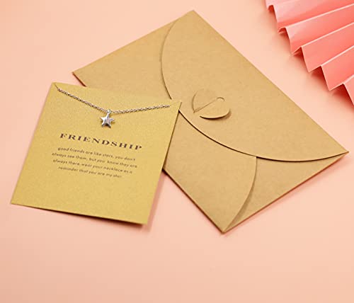 Hundred River Friendship Necklace Star Pendant Chain Necklace with Message Card Gift Card (Star 2s)