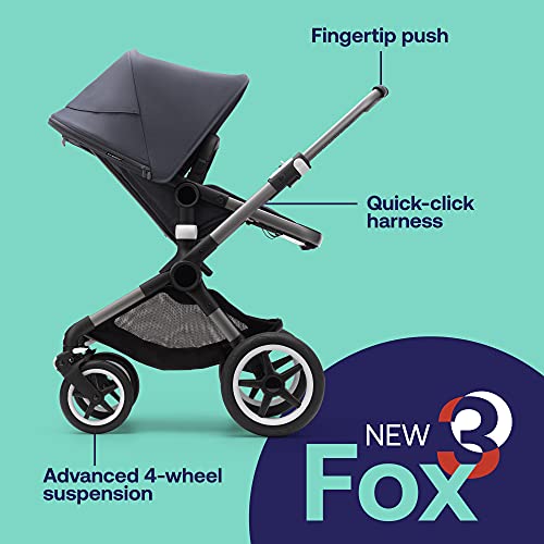 Bugaboo Fox 3 Complete Full-Size Stroller - The Most Advanced Comfort Stroller - ALU/Midnight Black-Midnight Black