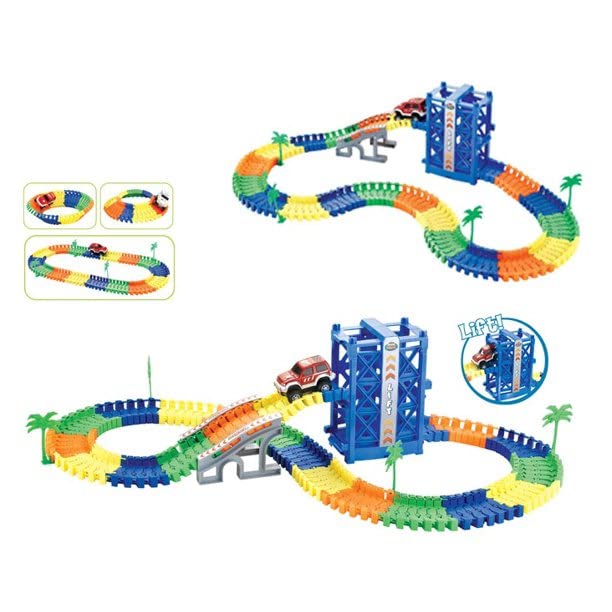 Race Car Track Flexible with Lift Create Your Own Track 120 Pcs. +3 by Mundo Toys
