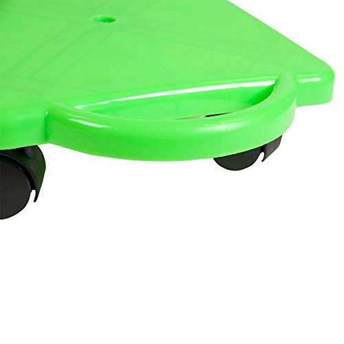 hand2mind Green Indoor Scooter Board with Safety Handles for Kids Ages 6-12, Plastic Floor Scooter Board with Rollers, Physical Education for Home, Homeschool Supplies (Pack of 1)