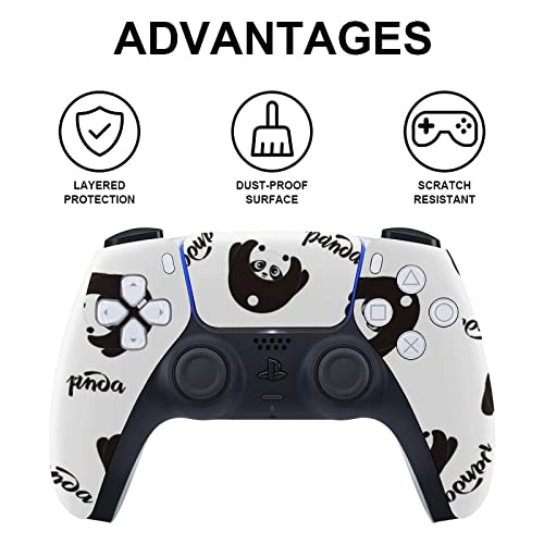 Cute Little Panda Full Protective Skin Cover Design Wrap Decal Sticker Compatible with PS5 Digital Edition Console and Controller