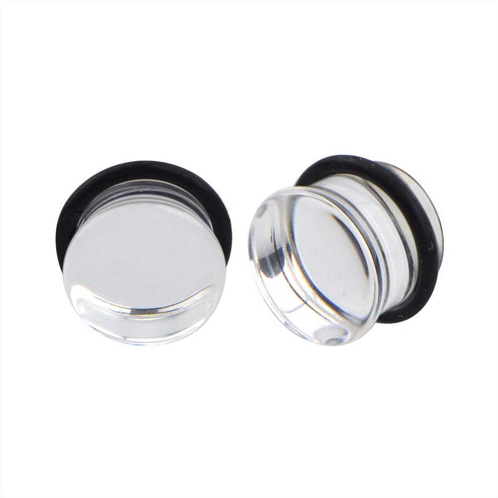 blue palm jewelry Pairs of Clear Glass Single Flare Plugs Sizes 2GA-13/16 E596