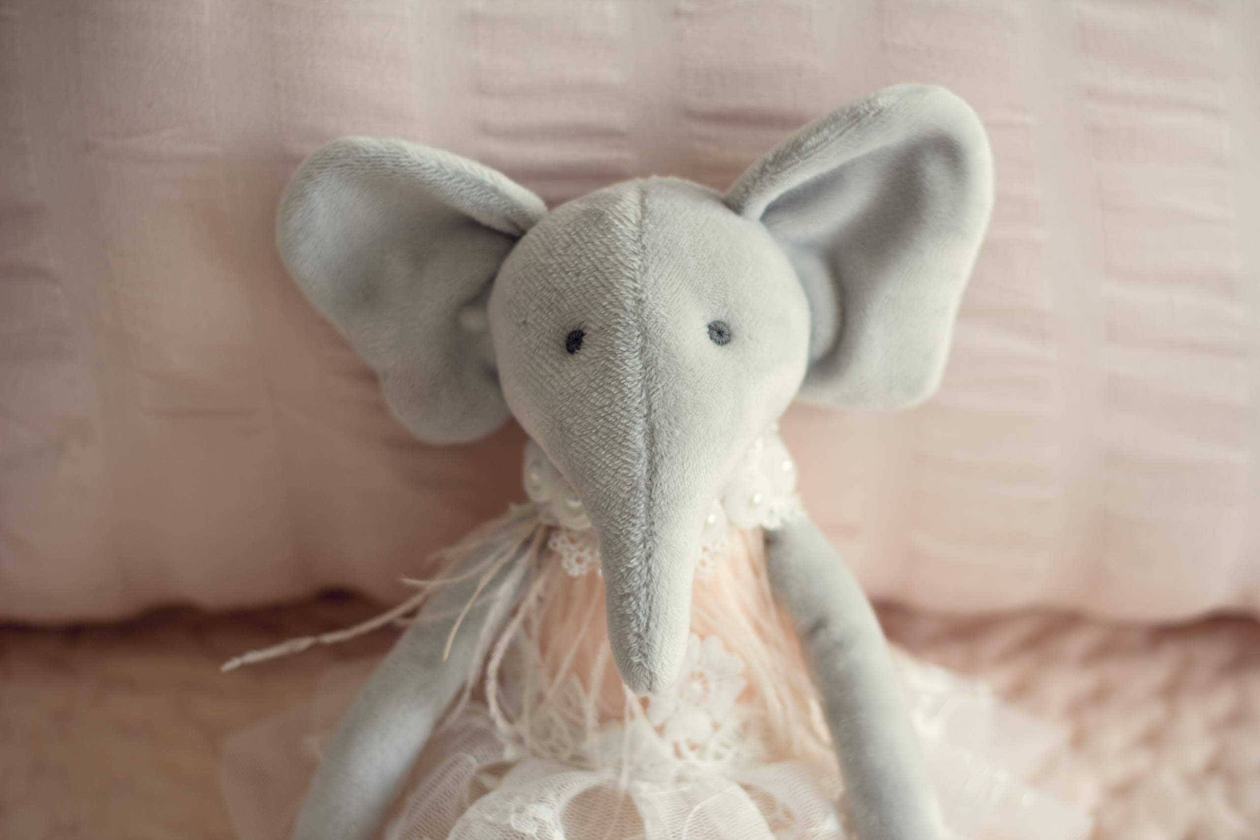Inspired by Jewel Daisy The Elephant Premium Quality Floppy Elephant Plush Doll Gift with Delicate Pink & Lace Tutu | Elegant Feather & Pearl Details | Playable Toy with Movable Legs & Huggable Arms