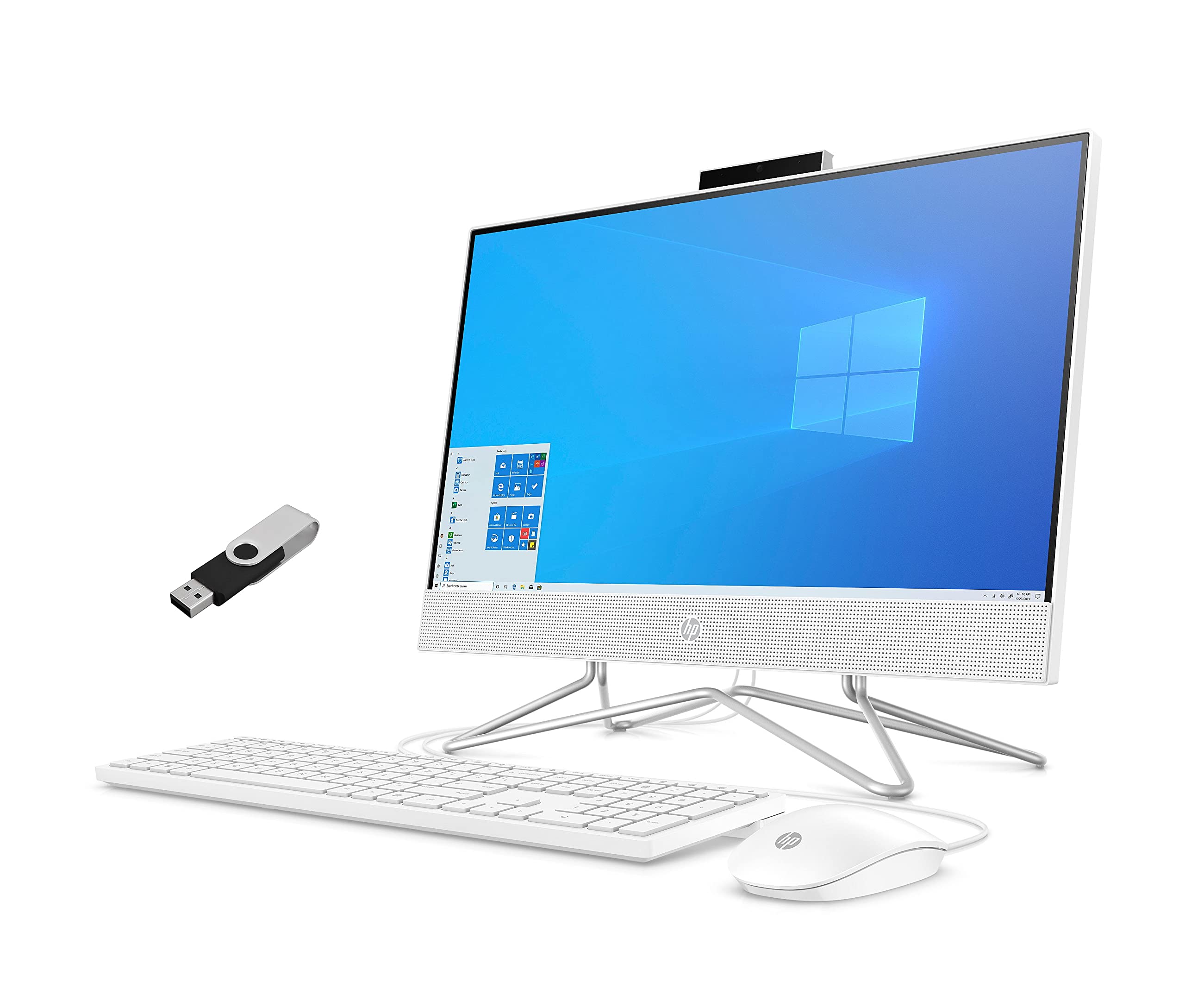 HP 2022 Newest 22-inch FHD All-in-One Desktop Computer - Dual-Core AMD Athlon Silver 3050U - 16GB DDR4 RAM-256GB SSD - WiFi Bluetooth - Windows 11 Pro - Snow White w/ 32GB USB Drive