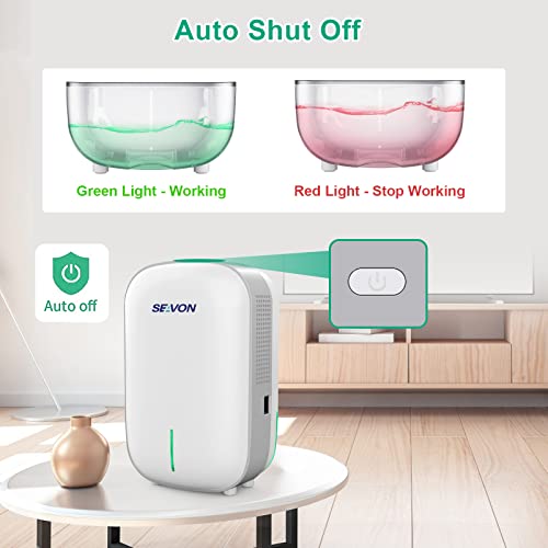 SEAVON 27OZ Dehumidifier Small Dehumidifiers for Home 2200 Cubic Feet (260 sq ft), Portable and Compact 800ML Capacity Quiet Dehumidifiers for Bedroom, Bathroom, RV, Closet, Basements, Auto Shut Off
