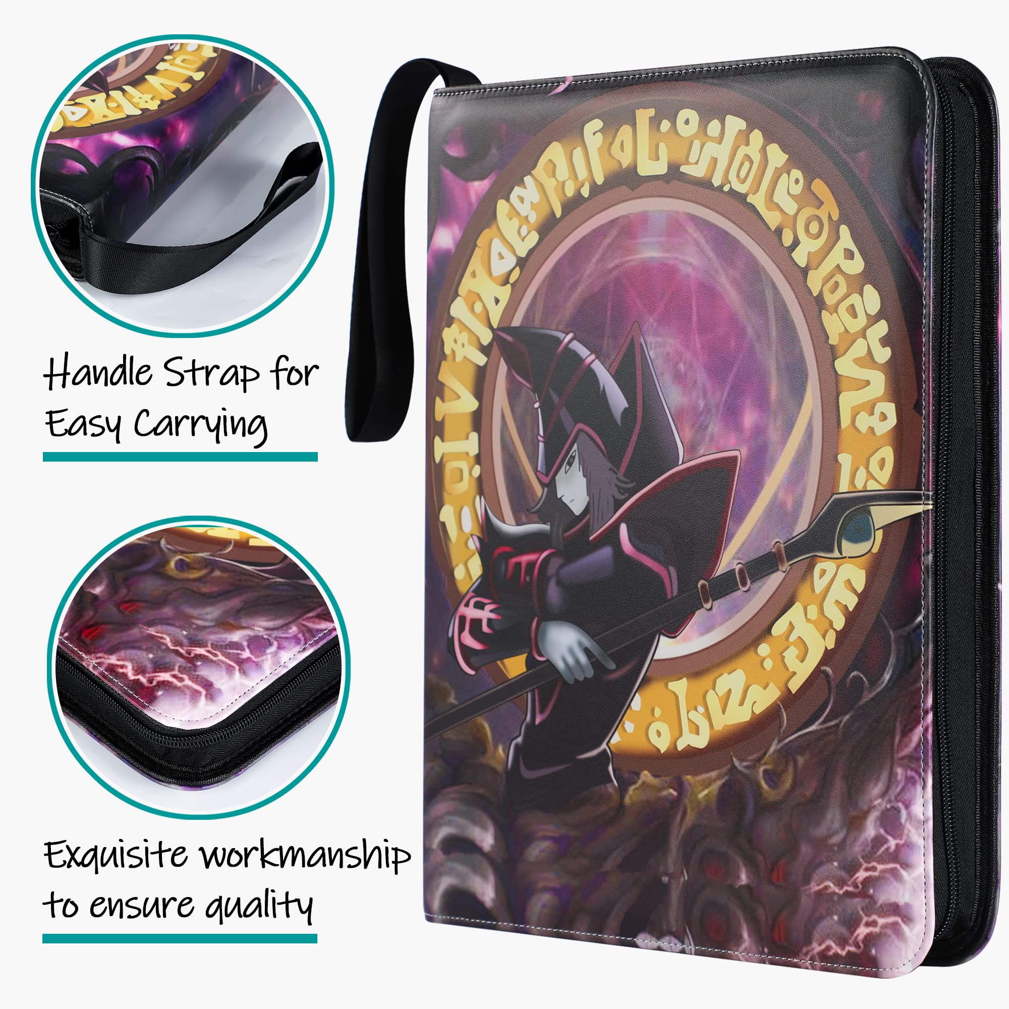 Card Binder for Yugioh Cards - 720 Pockets Trading Card Binder with 40 Removable Sleeves, 9 Pocket Card Holder Album Compatible with Yu-Gi-Oh Cards (DM)