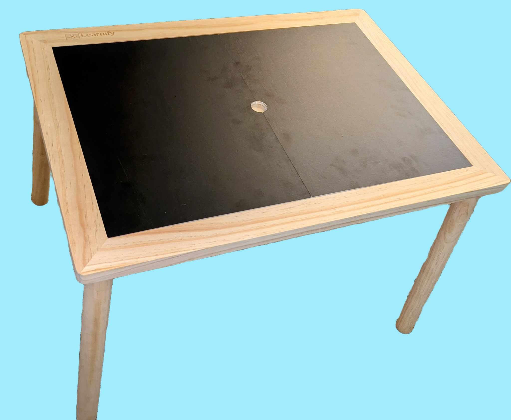 Flip and Fun Real Wood Interactive Imagination Discovery and Sensory Activity Table for Kids with Reversible White and Black Tops comes with Adjustable Storage Bin Tubs for Preferred Items