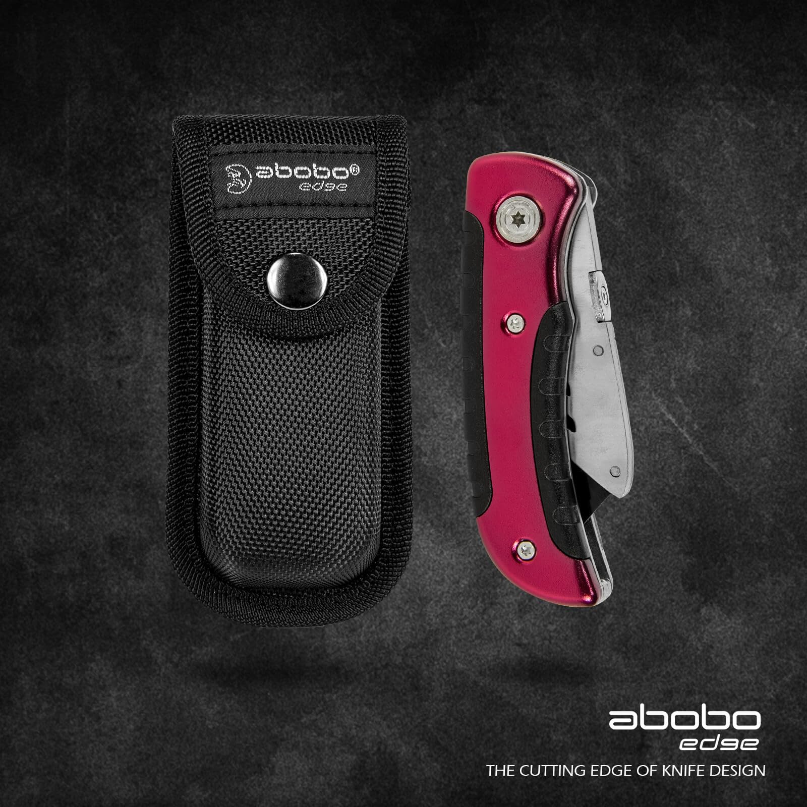 Folding Utility Knife/Box Cutter/Work Knife+5 Extra Replaceable SK5 Anti-rust Blades+ Nylon Pouch
