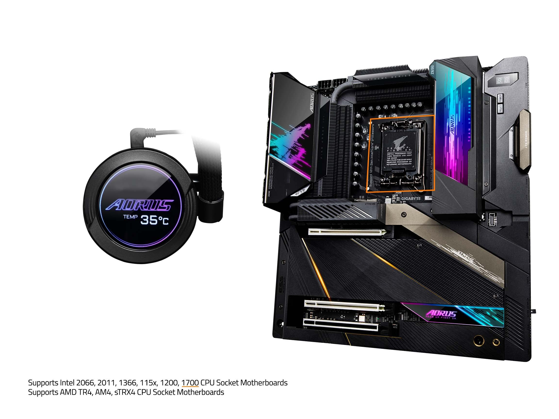 Gigabyte AORUS WATERFORCE 360 AIO Liquid CPU Cooler, 360mm Radiator with 3x120mm Low Noise ARGB Fans, Rotatable ARGB Lighting Panel Design,Compatible with Intel LGA1700 (GP-AORUS WATERFORCE 360),Black