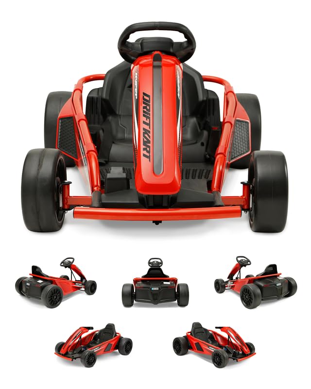 Hyper 24V Ride-On Electric Go Kart for Kids 8-14 Years, 3-Speed Setting with Drift Kart Mode, Foot Accelerated Pedal, Up to 9MPH Speed, 154 Lbs Max Weight, Ergonomic Seat & Sturdy Steel Frame, Red