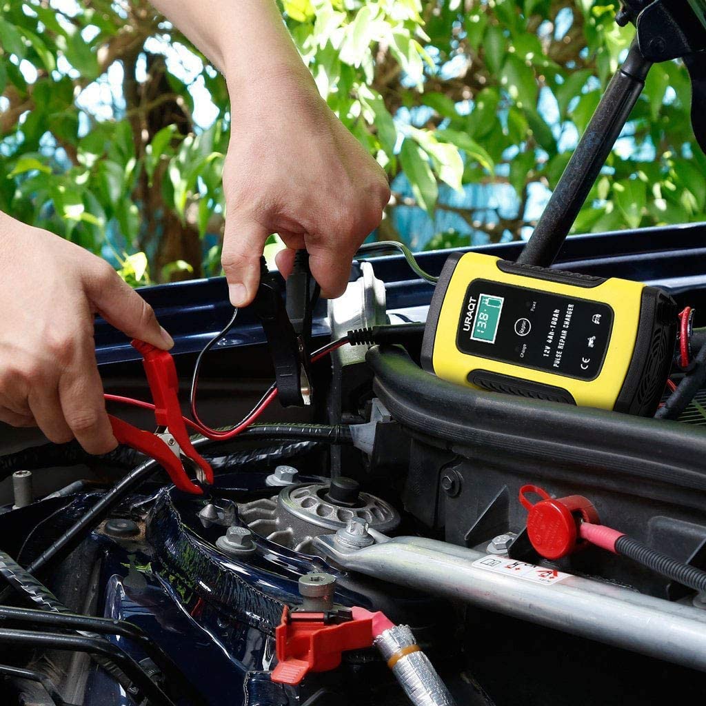 Car Battery Charger, 12V 6 Amp Intelligent Fully Automatic Battery Charger/Maintainer, with LCD Screen Display, Impulse Repair, 3 Stage Charging, Summer and Winter Mode- US Plug