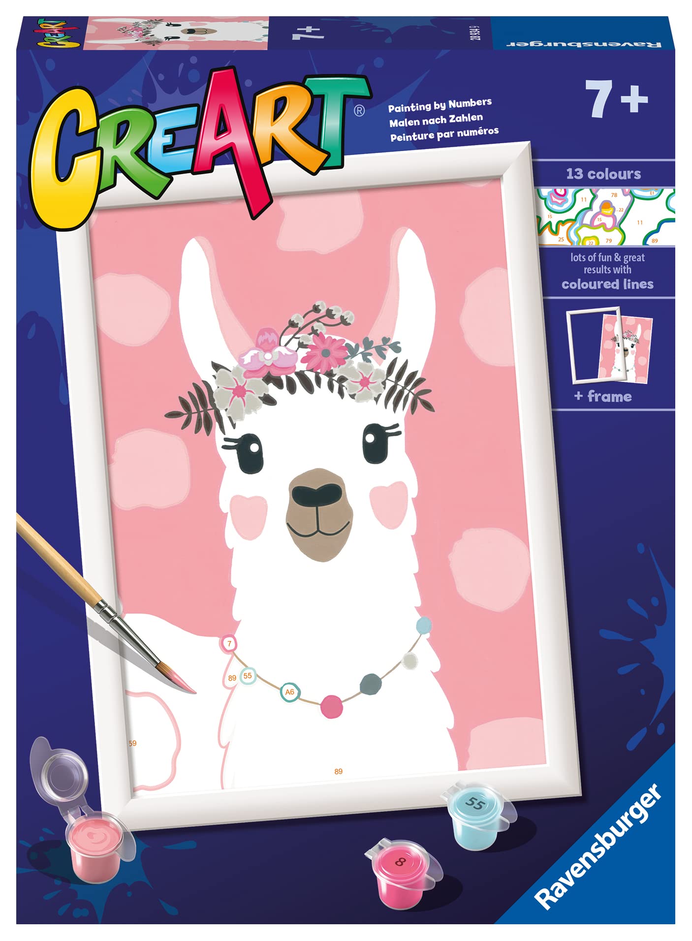 Ravensburger CreArt No Drama Llama Paint by Numbers Kit for Kids - Painting Arts and Crafts for Ages 7 and Up